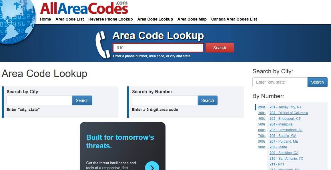 Guía para la búsqueda de códigos de área de números de teléfono